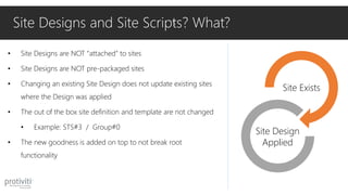 Getting Started with Site Designs and Site Scripts - SPSChi | PPTX | Web Design and HTML | Internet