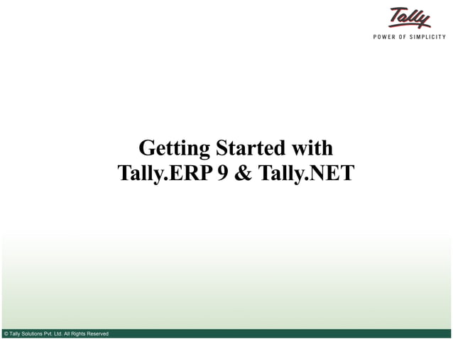 Getting Started With Tally.Erp 9 | PPS | Computing | Technology & Computing