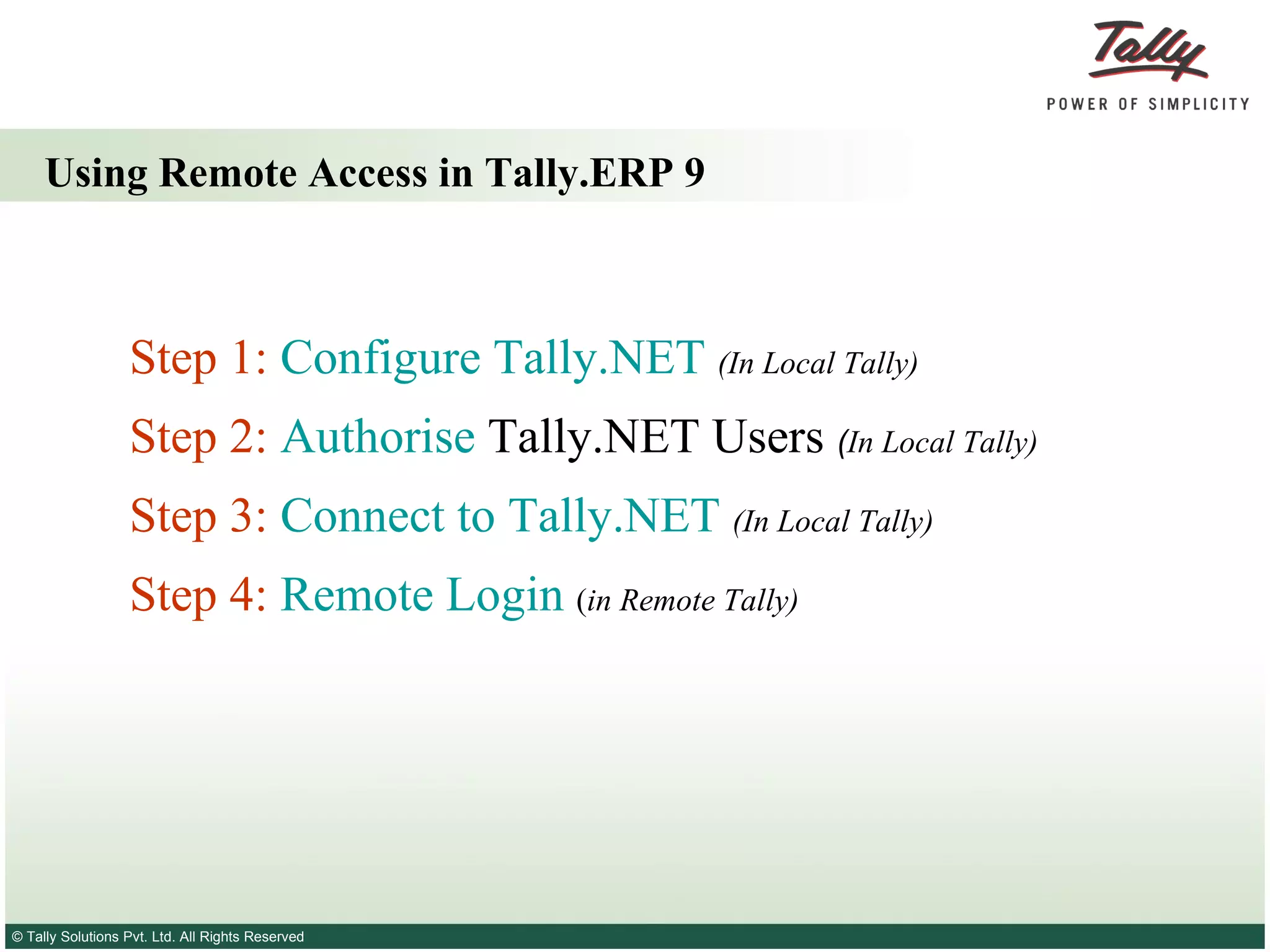 Getting started with tally.erp 9 and tally.net