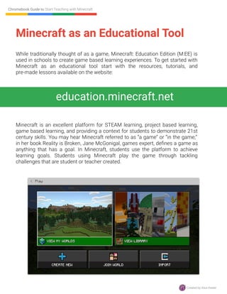 Getting started with teaching with minecraft on the chromebook | PDF