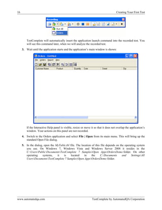Getting started with test complete 7 | DOC
