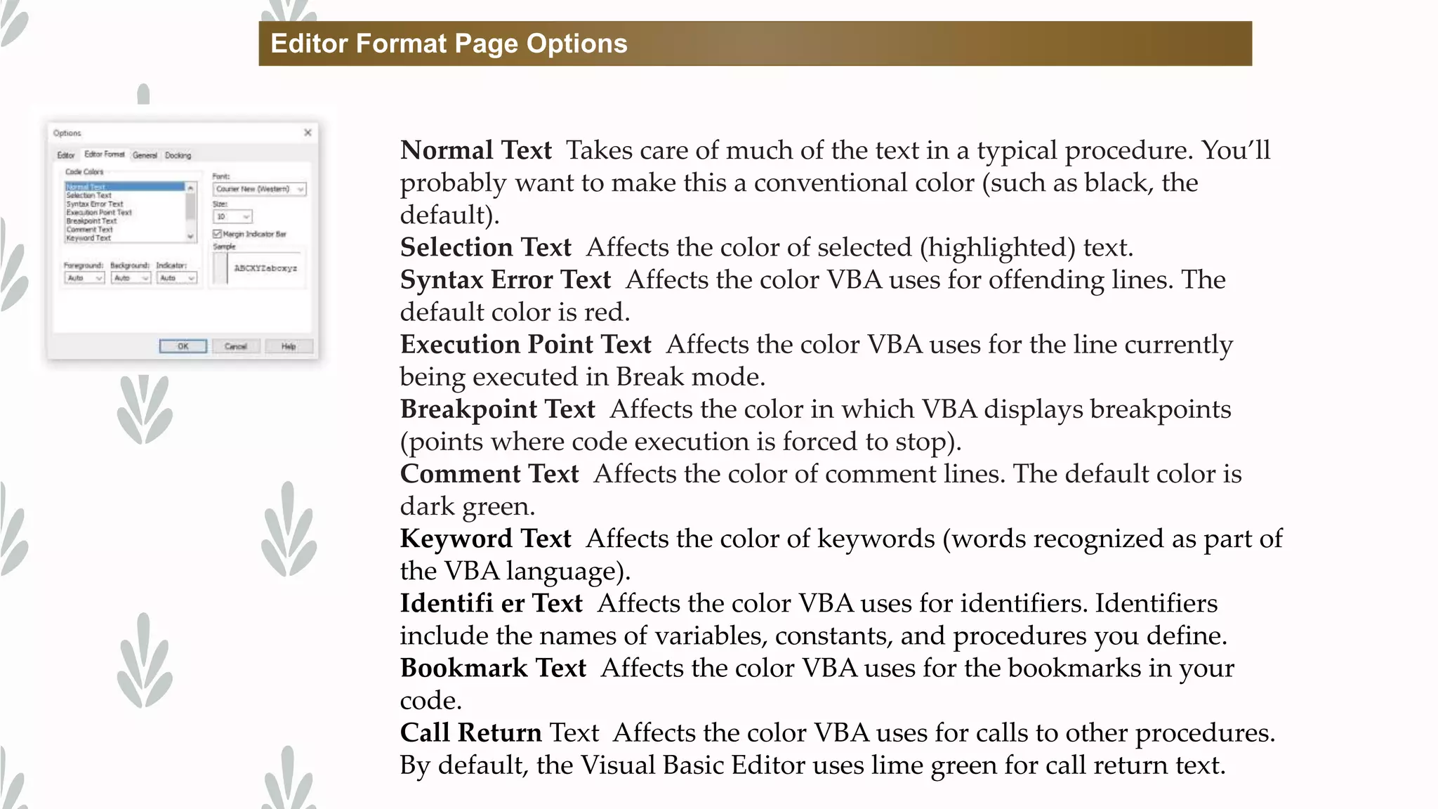 Getting started with the visual basic editor | PPT