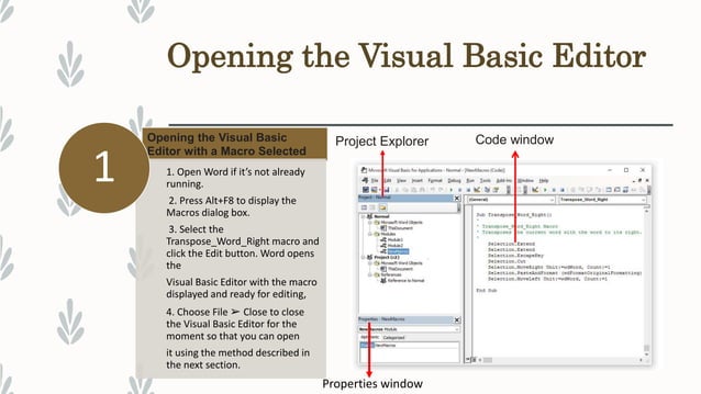 Getting started with the visual basic editor | PPT