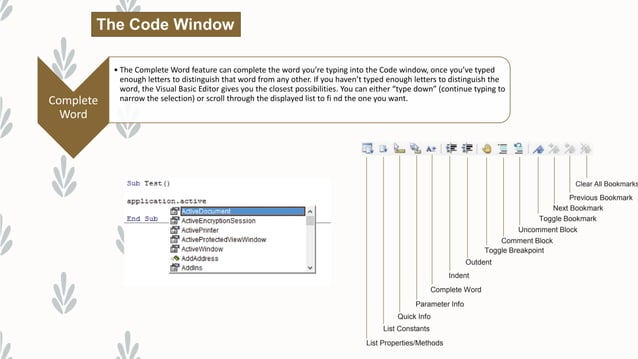 Getting started with the visual basic editor | PPT