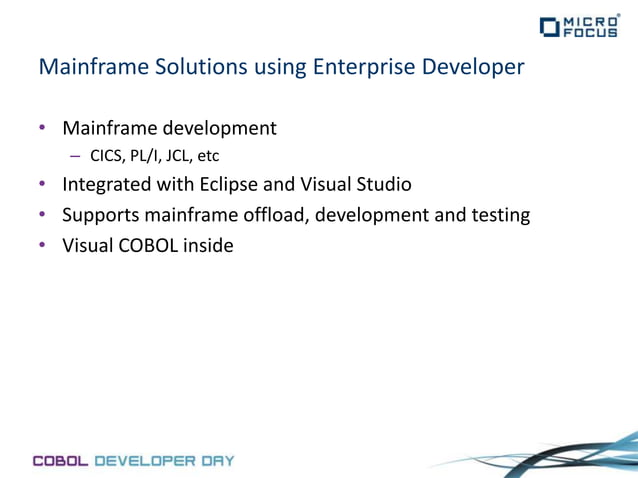 Getting Started With Visual Cobol Cobol Developer Day Ppt