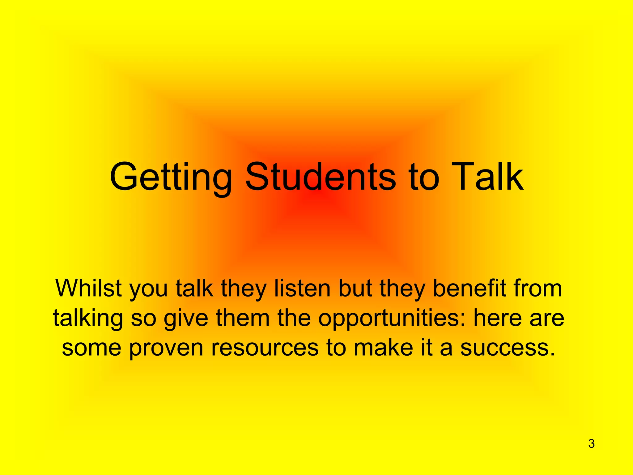 Getting students to talk | PPTX