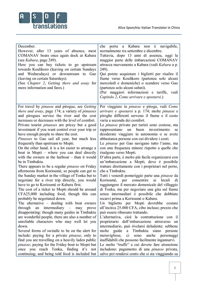 Sample Translation: Tourist Guide EN>IT | PDF