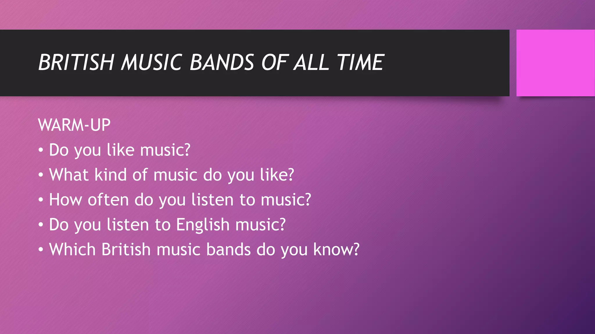 Getting to know british music bands of all | PPTX | Music | Entertainment