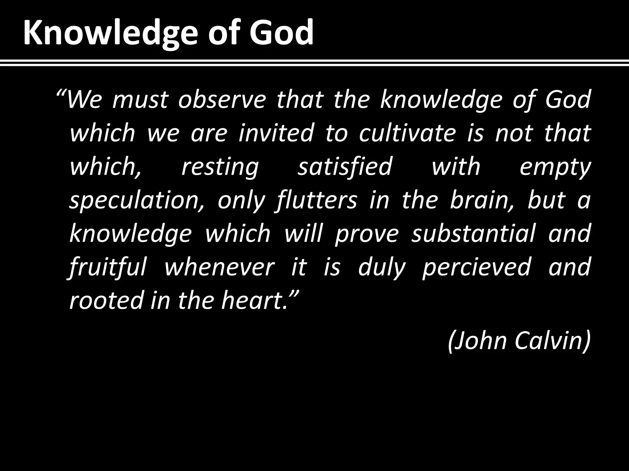 Getting to Know God - The Application | PPT