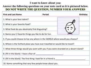 Getting to know you | PPTX