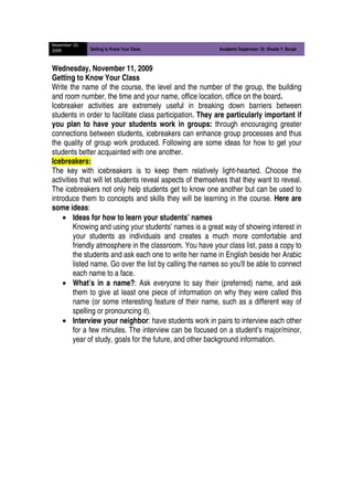 Getting To Know Your Class | PDF