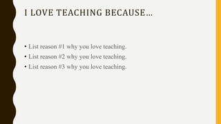Getting to know your teacher.pptx this is the ppt | PPTX