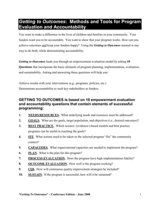 Getting To Outcomes CSAP | PDF
