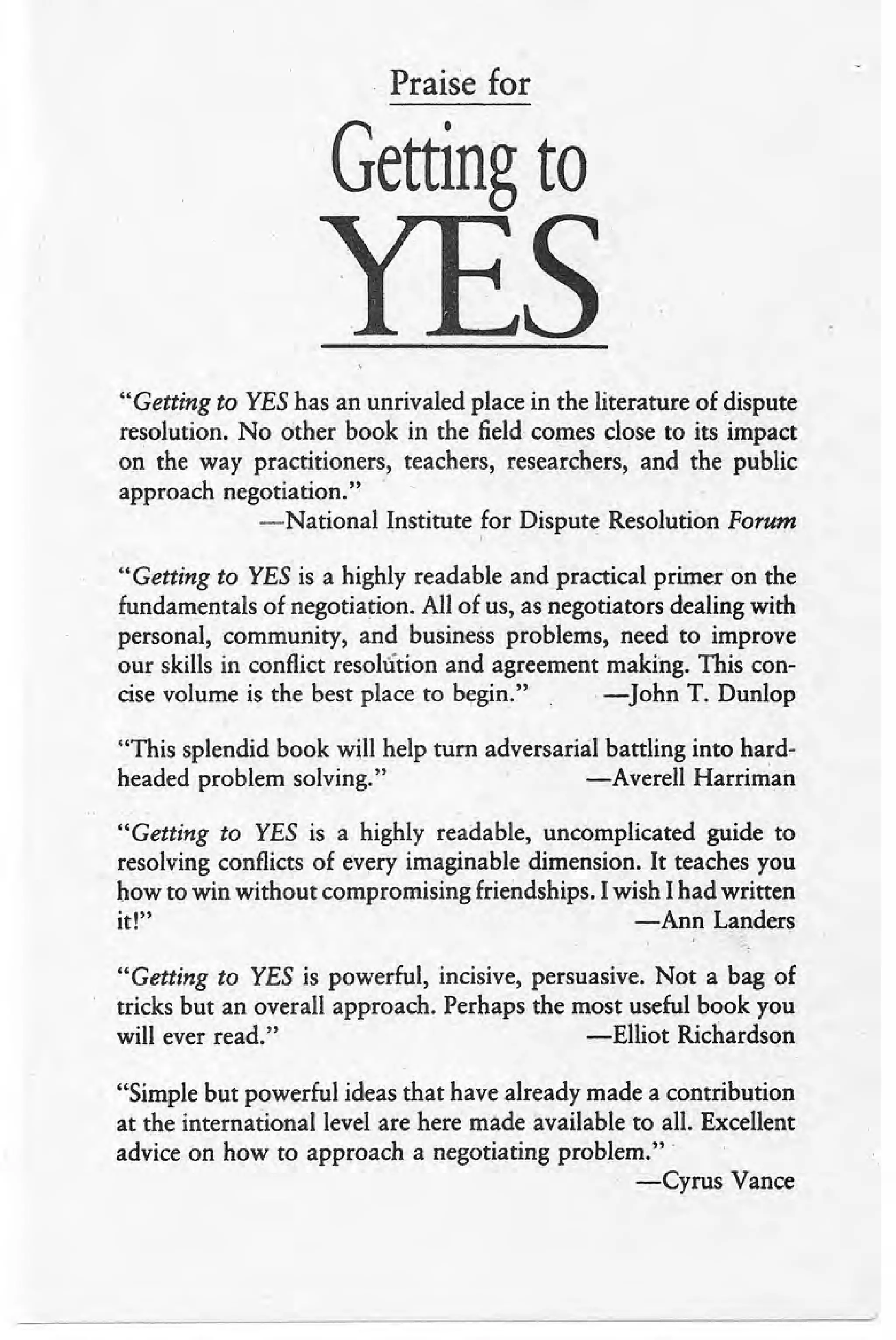 Getting to Yes Negotiating Agreement Without Giving In _101120073617 ...