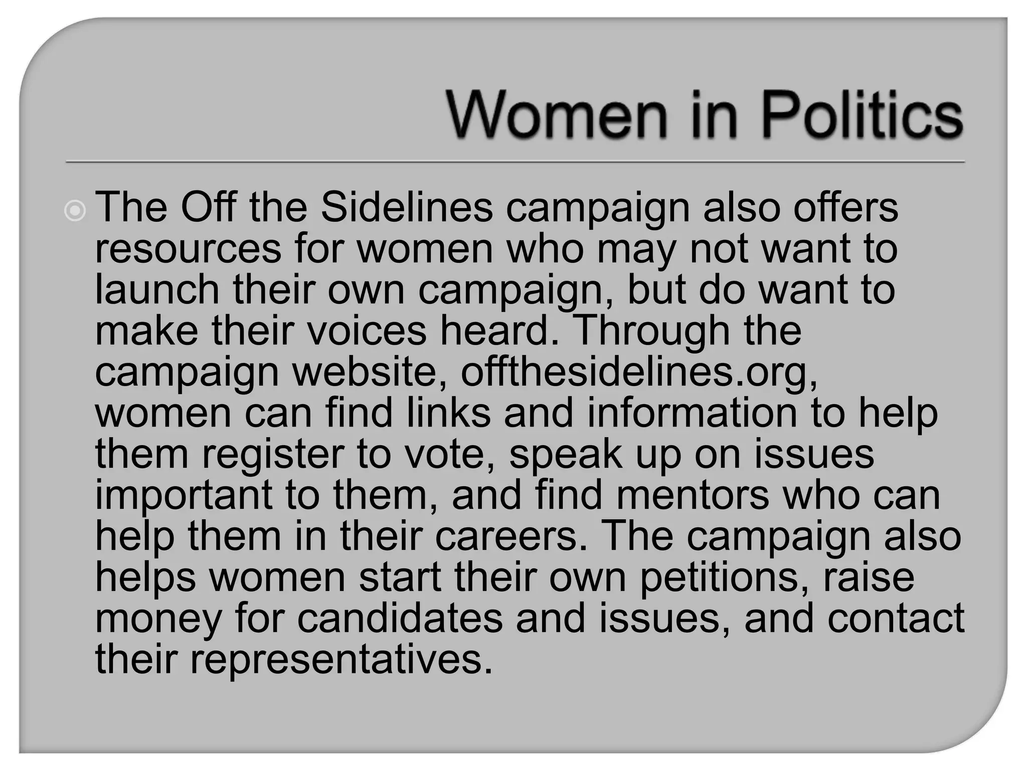 Getting Women Involved in Politics | PPTX