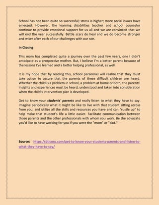 Get To Know Your Students' Parents And Listen To What They Have To Say ...