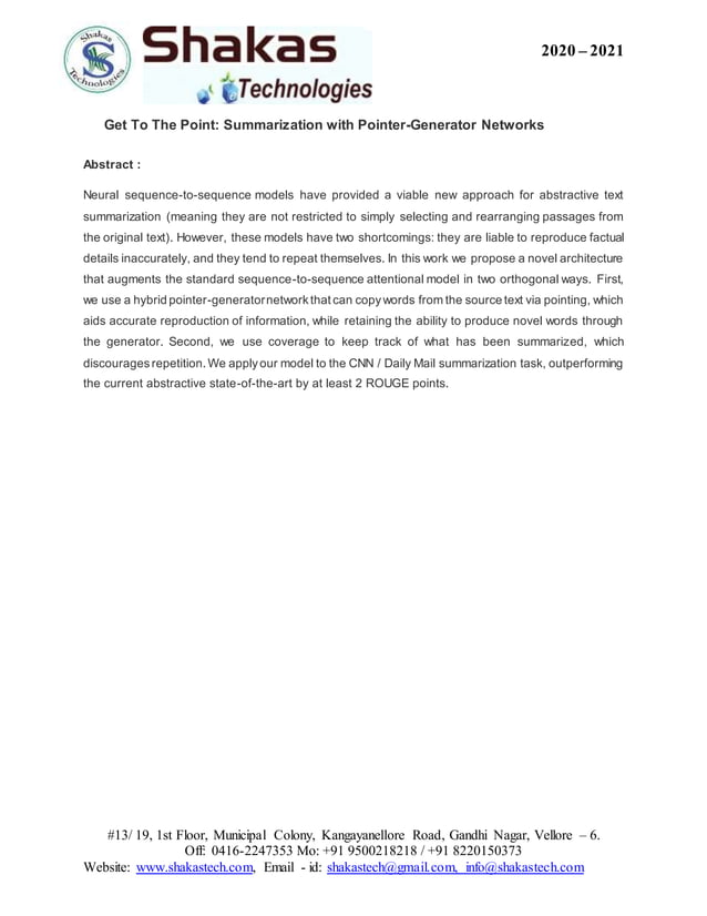 Get to the point summarization with pointer generator networks | PDF