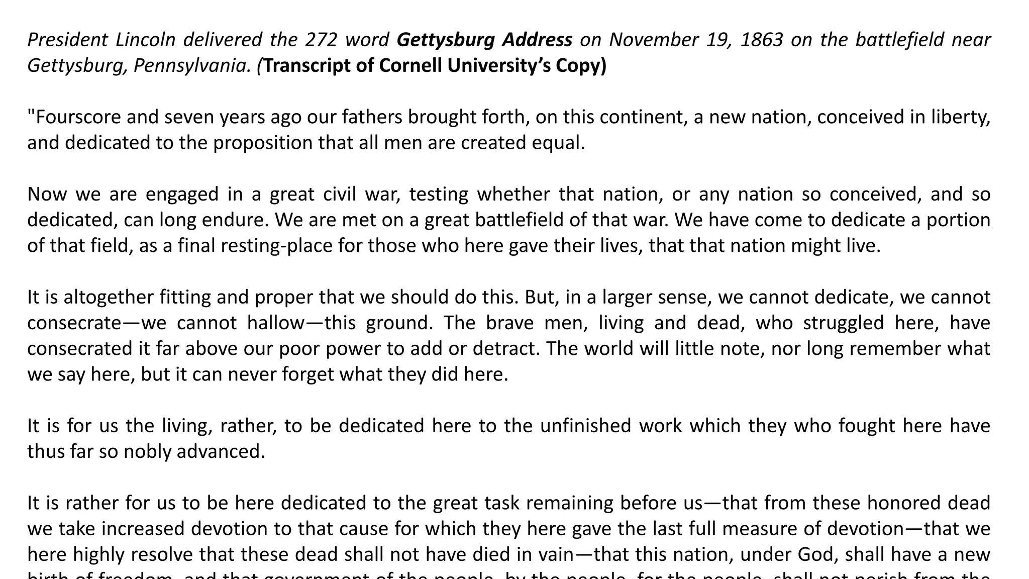 Gettysburg Address, world-famous speech delivered by U.S. Pres. Abraham ...