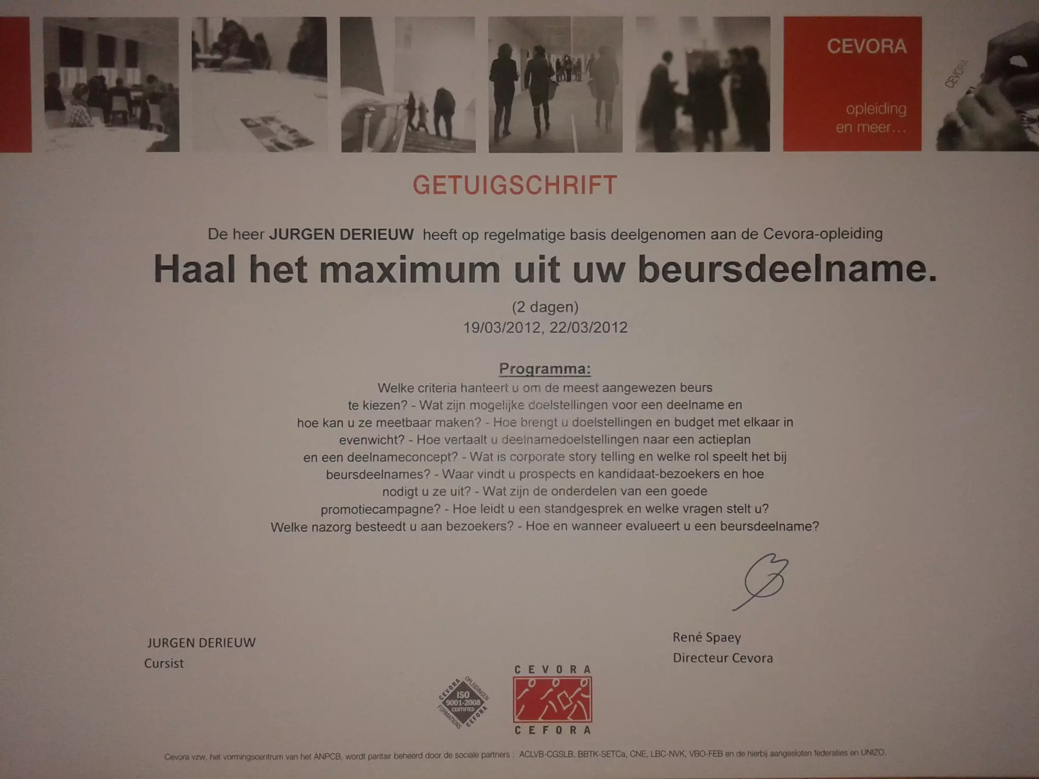 Getuigschrift beursdeelname | PPT