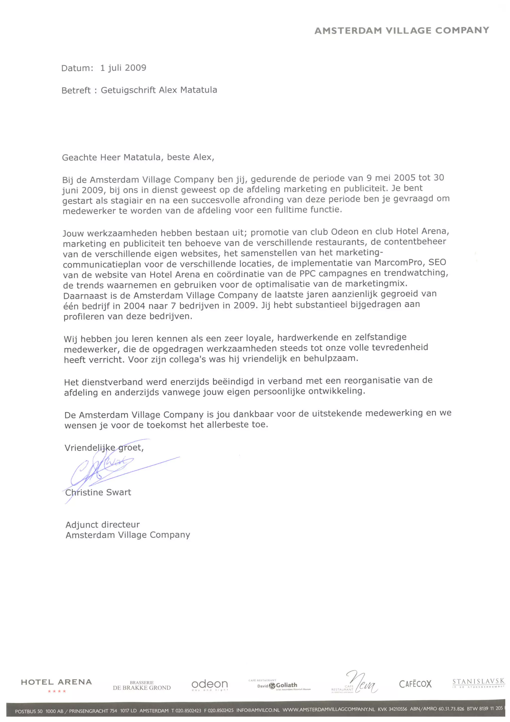 Getuigschrift Christine Swart | PDF