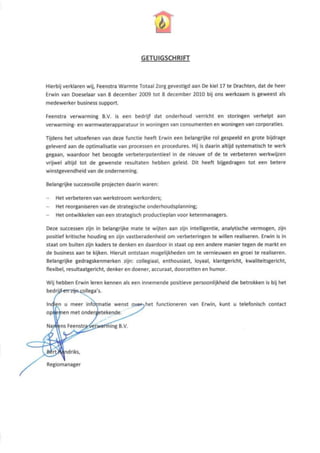 Getuigschrift Dec 2010 Feenstra Verwarming | PDF
