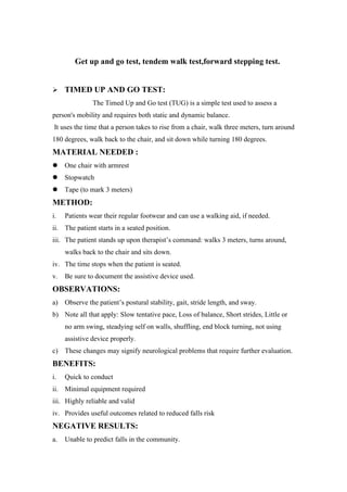 Get up & go test , tendem walk test | PDF