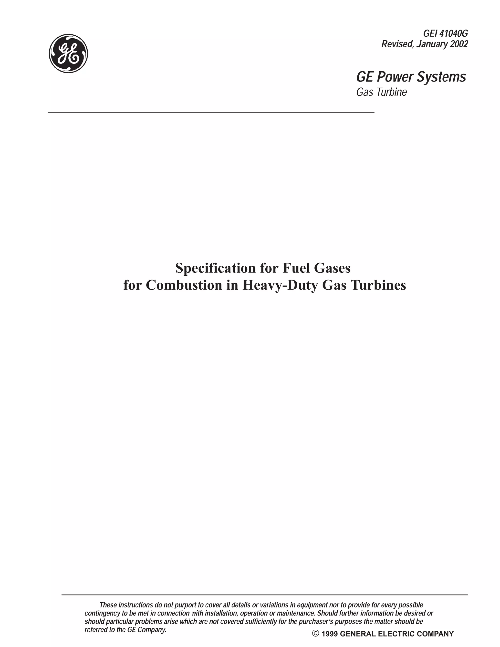Ge turbine fuel specs | PDF