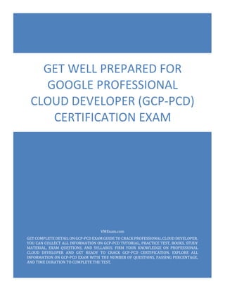Get Well Prepared for Google Professional Cloud Developer (GCP-PCD) Certification Exam | PDF