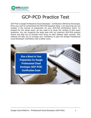 Get Well Prepared for Google Professional Cloud Developer (GCP-PCD) Certification Exam | PDF