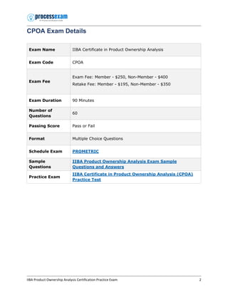 Get Well Prepared for IIBA Product Ownership Analysis (CPOA ...