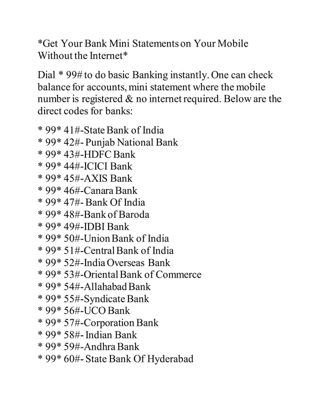 Get your bank mini statements on your mobile without the internet | PDF