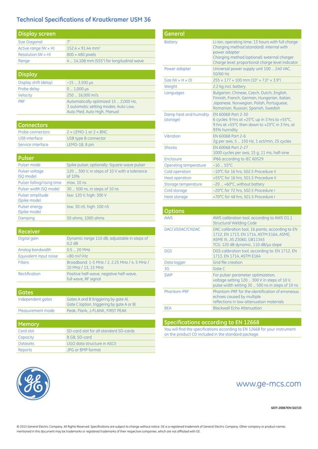 Ge usm 36 brochure | PDF | Computer Peripherals | Computing
