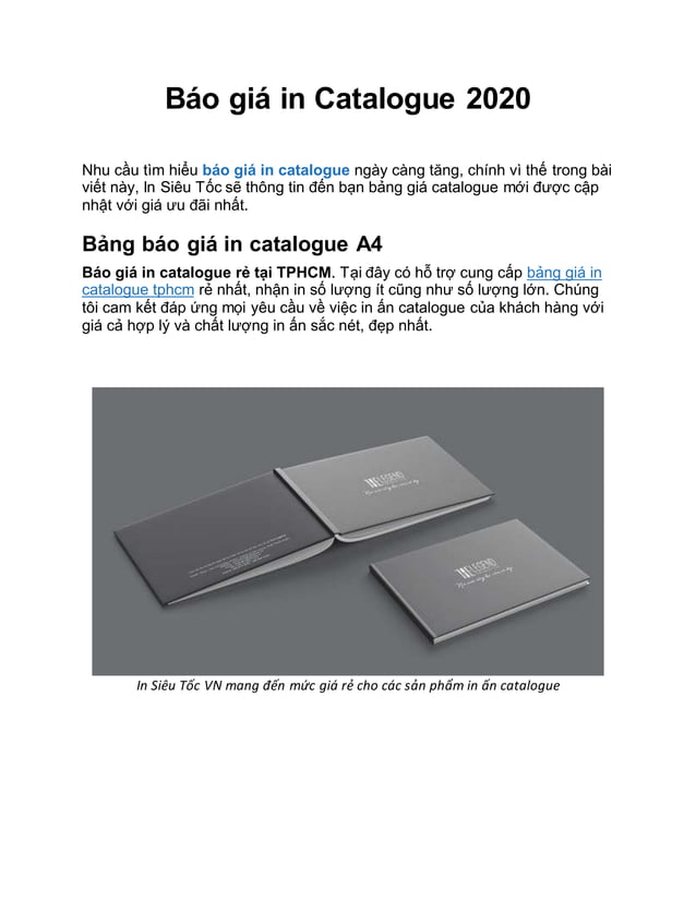 Báo giá in Catalogue 2020 | PDF