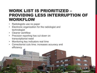 Radiology Workflow: Recognizing Clinical & Financial Benefits of ...