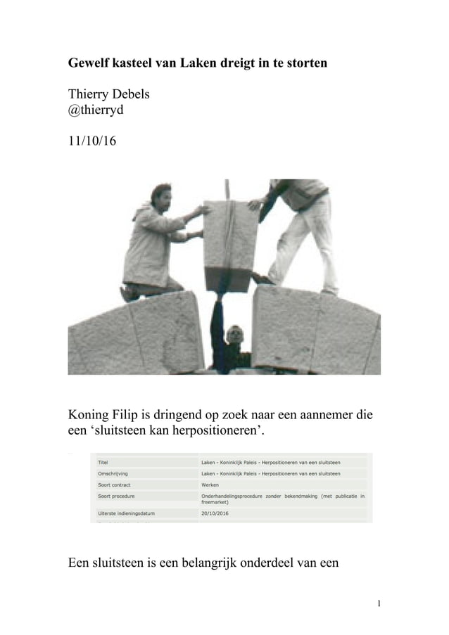 Gewelf kasteel van Laken dreigt in te storten | PDF