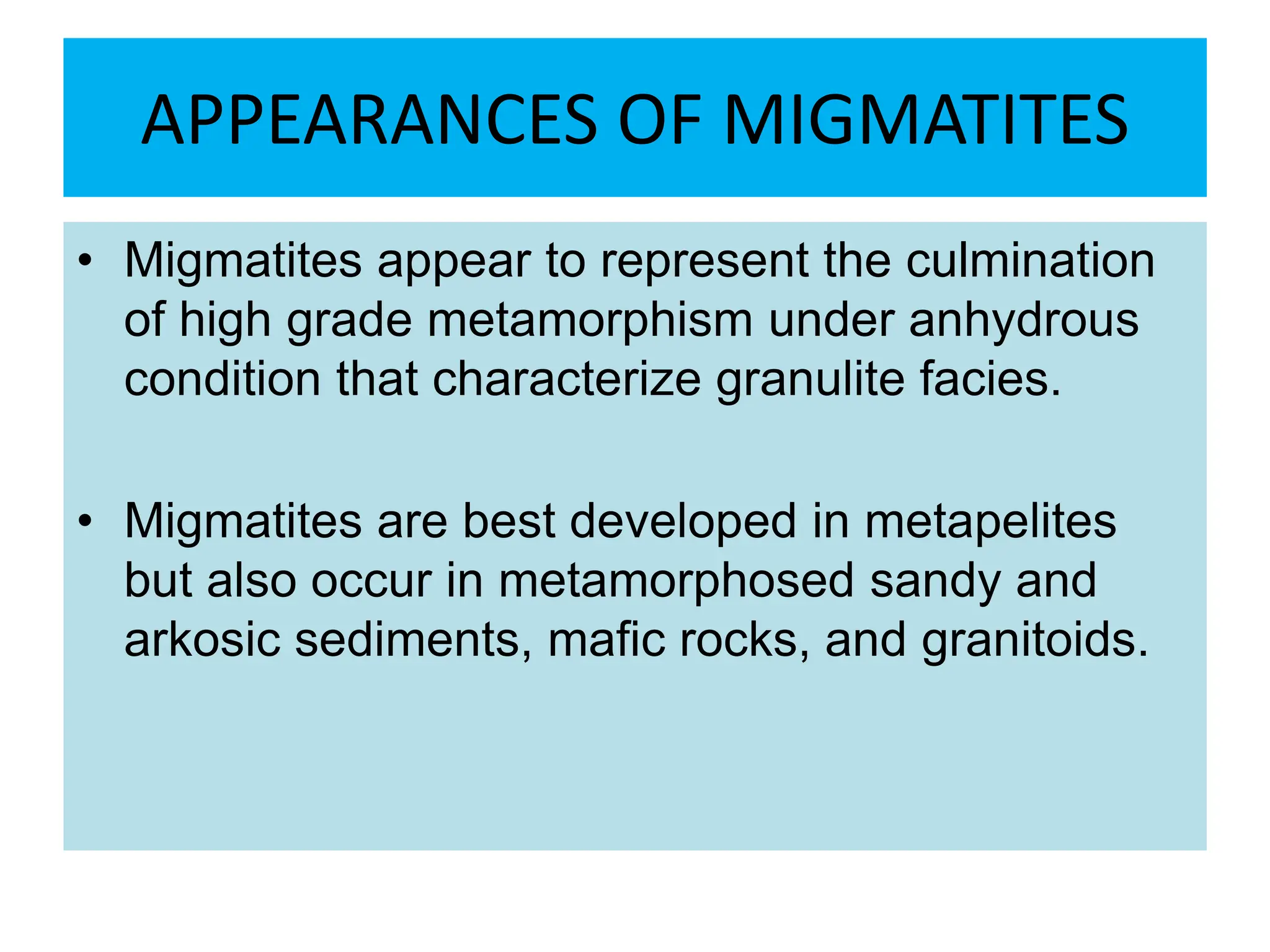 MIGMATITE (Igneous Petrology) [undergraduate] | PPTX