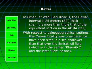 New data on the Hawar, Shu'aiba, Bab, and Sabsab regional stages of the ...