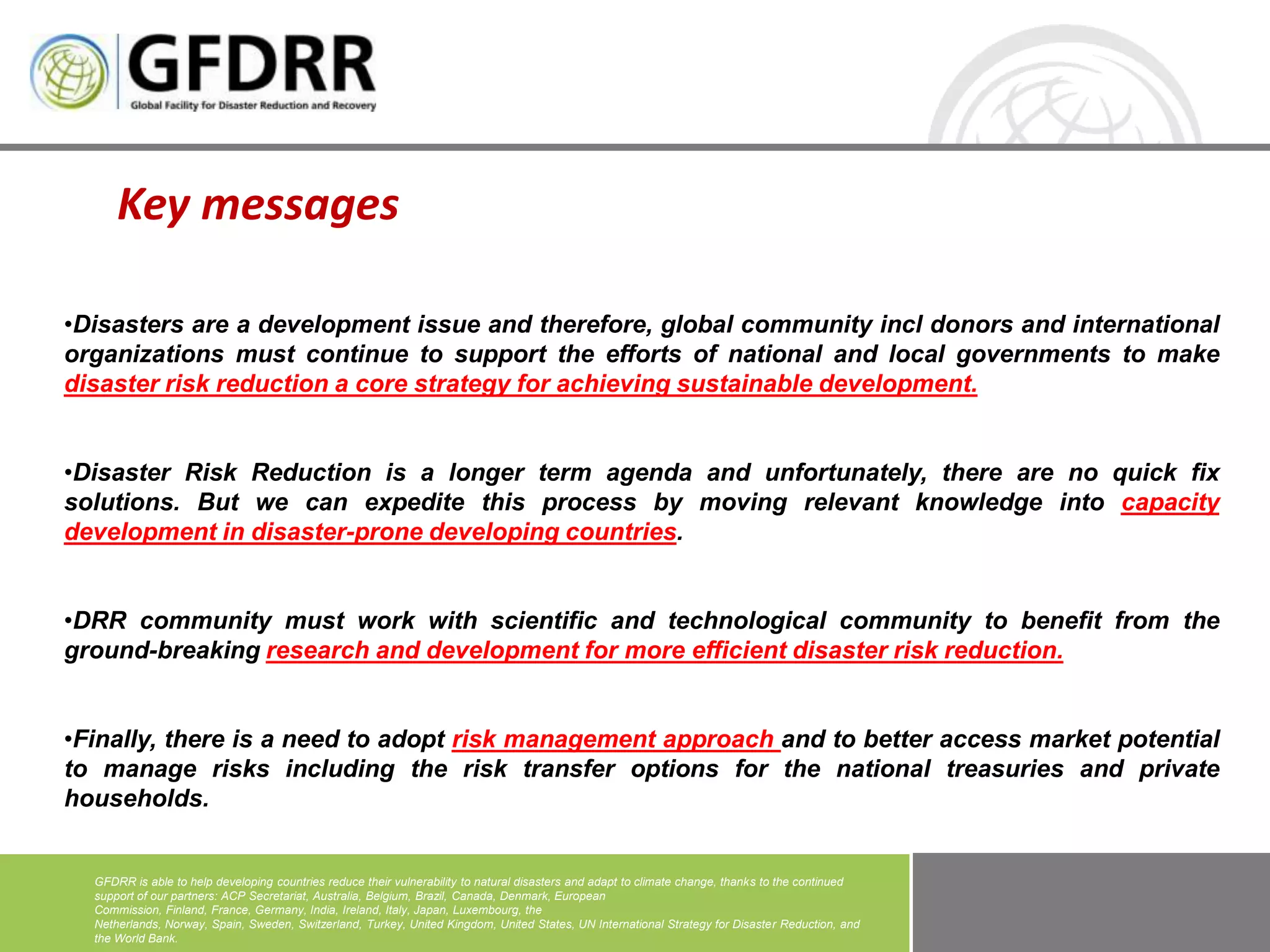 Global Facility for Disaster Reduction and Recovery: A global response ...