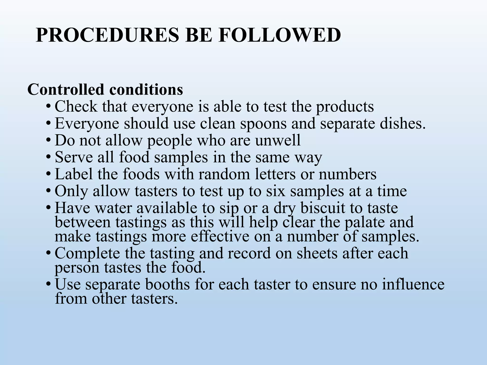 sensory evaluation and requirements, and importance in food industry | PPTX