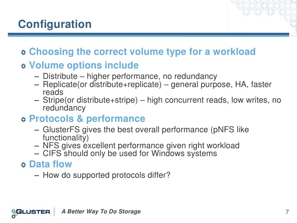 Configuration Choosing the correct volume
