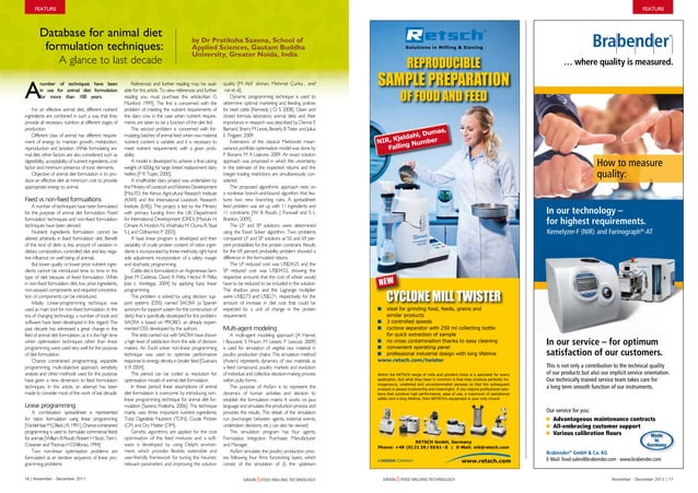 Database for animal diet formulation techniques: A glance to last ...