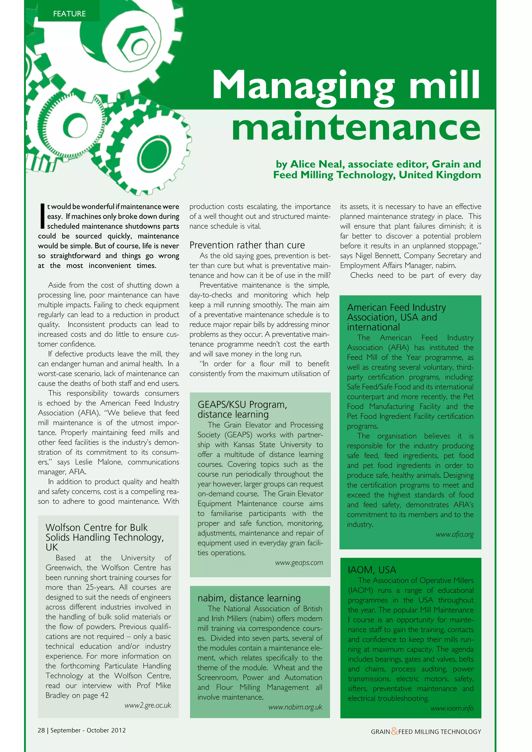 Managing mill maintenance | PDF