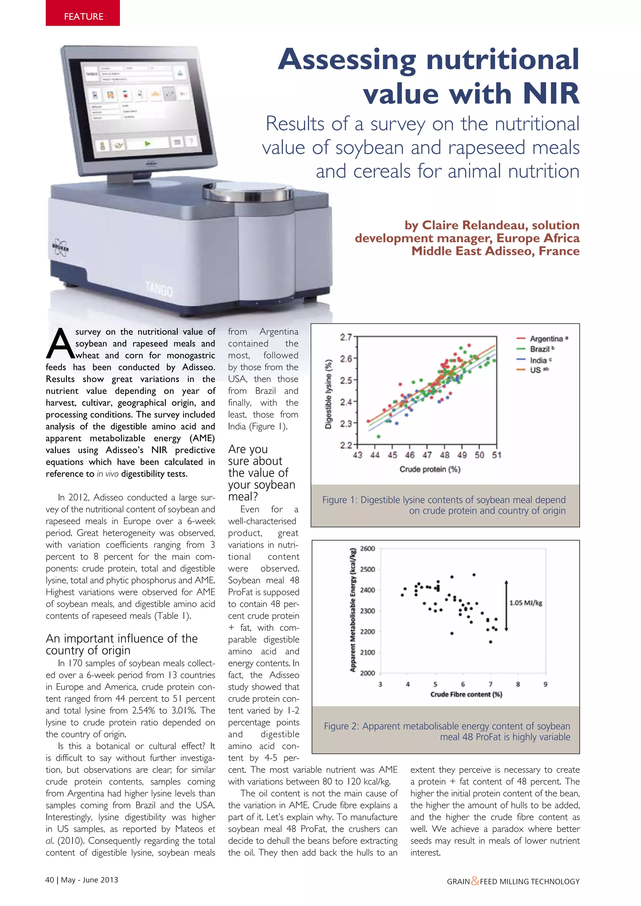 Assessing nutritional value with NIR | PDF