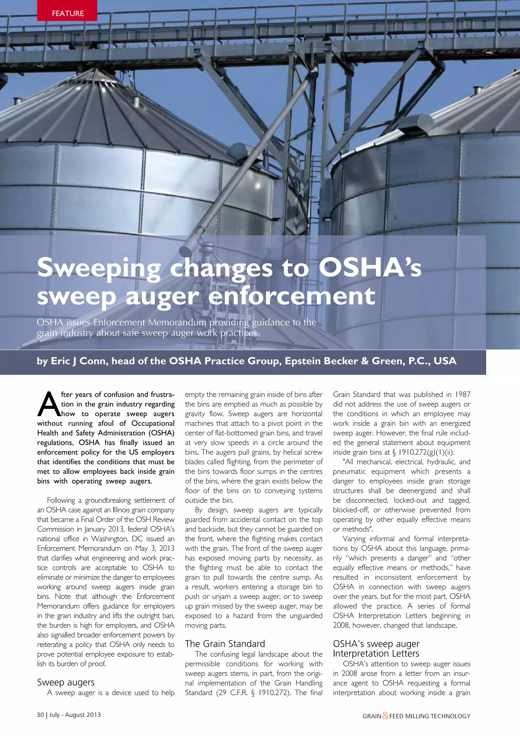 Sweeping changes to OSHA’s sweep auger enforcement | PDF