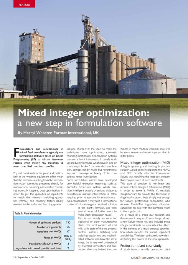 Mixed integer optimization: a new step in formulation software | PDF