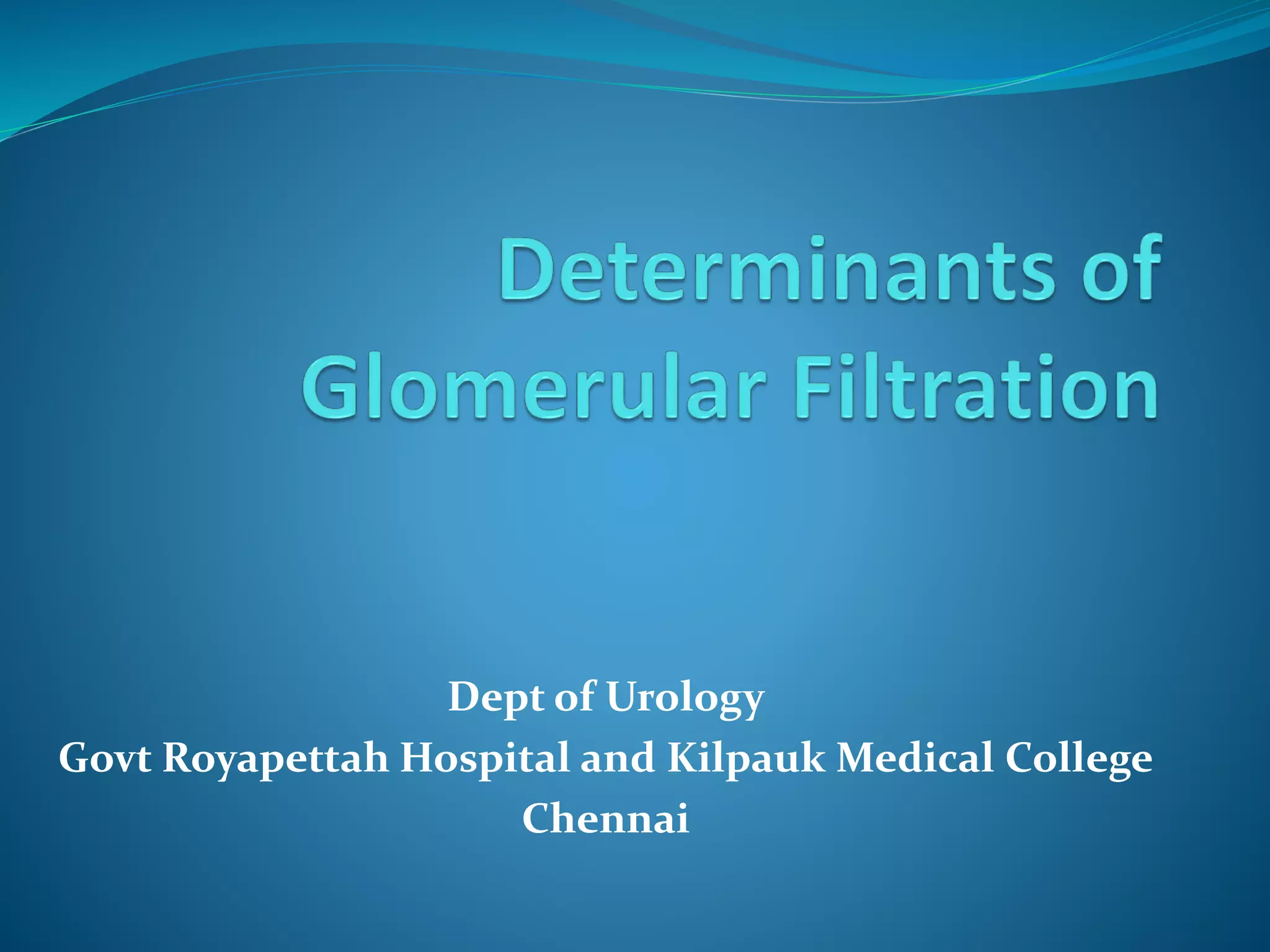 Determinant of Glomerular Filtration | PDF