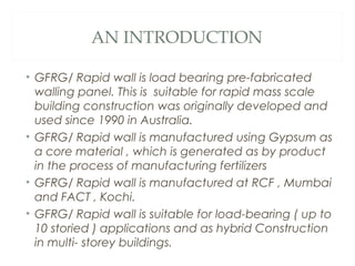 Glass Fiber Reinforced Gypsum (GFRG) | PPT