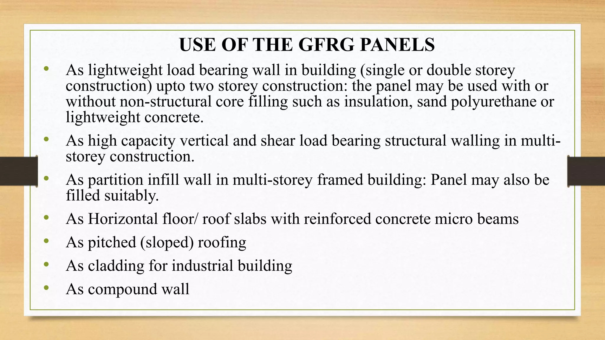 Glass Fiber Reinforced Gypsum (GFRG) Panel | PPTX | Civil Engineering ...