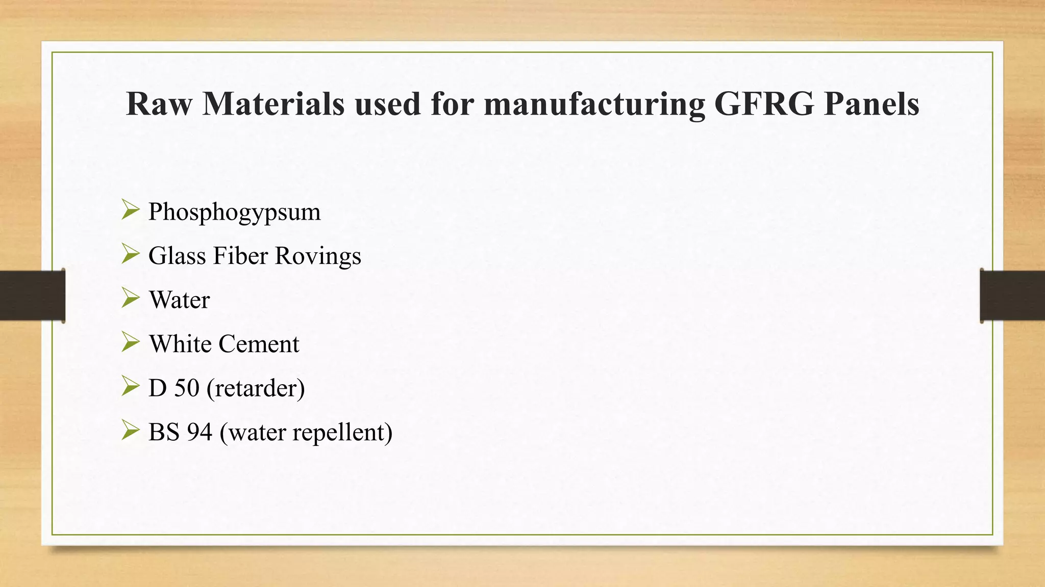 Glass Fiber Reinforced Gypsum (GFRG) Panel | PPTX
