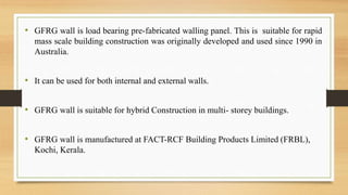 Glass Fiber Reinforced Gypsum (GFRG) Panel | PPTX